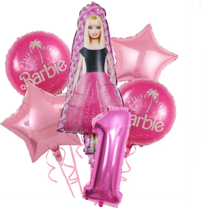 Barbie Balloons Pink Rose Red Foil digit Balloons Set Kids Birthday ...