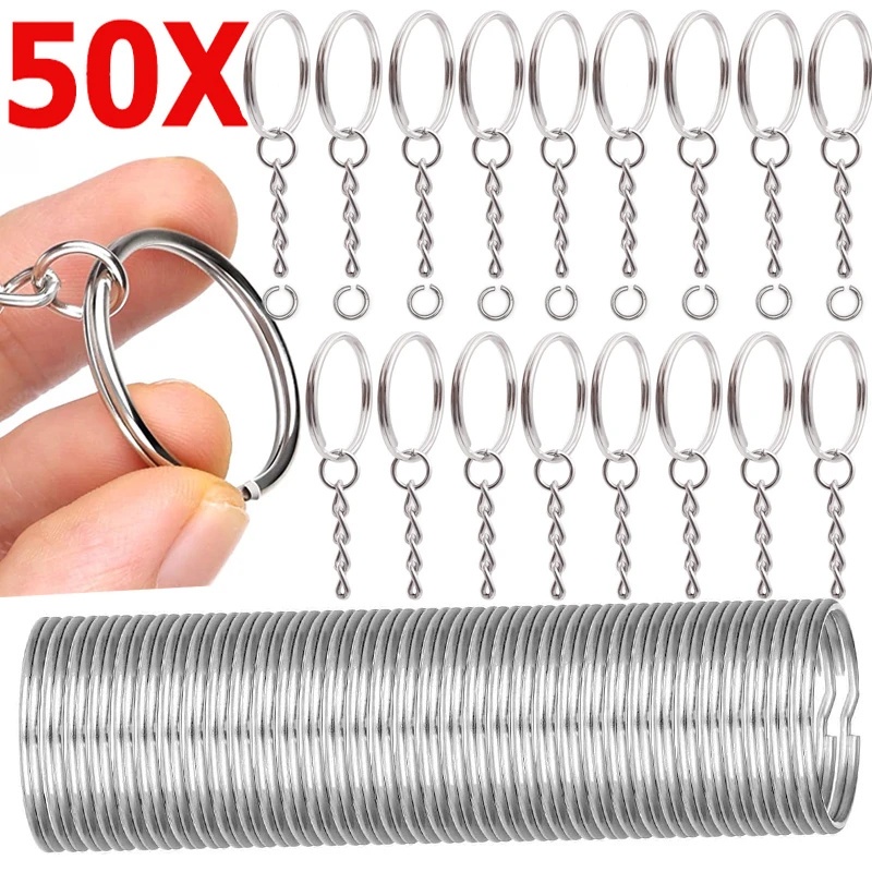 Metal Round Flat Keyrings / Multi-type DIY Crafts Split Keychain ...