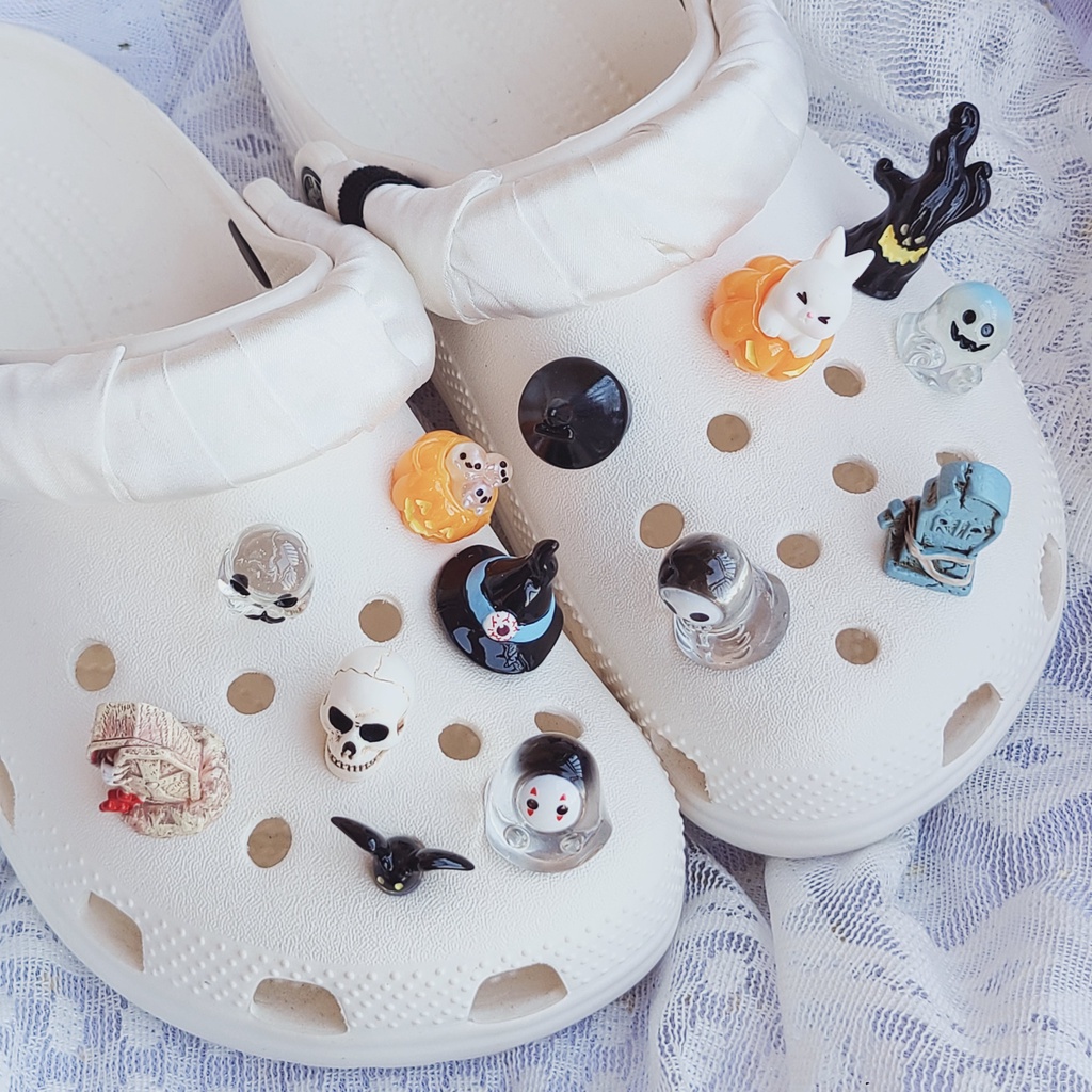 INS NEW Halloween/Pumpkin/Skull/Ghost 3D Beach Shoe Accessories DIY For ...