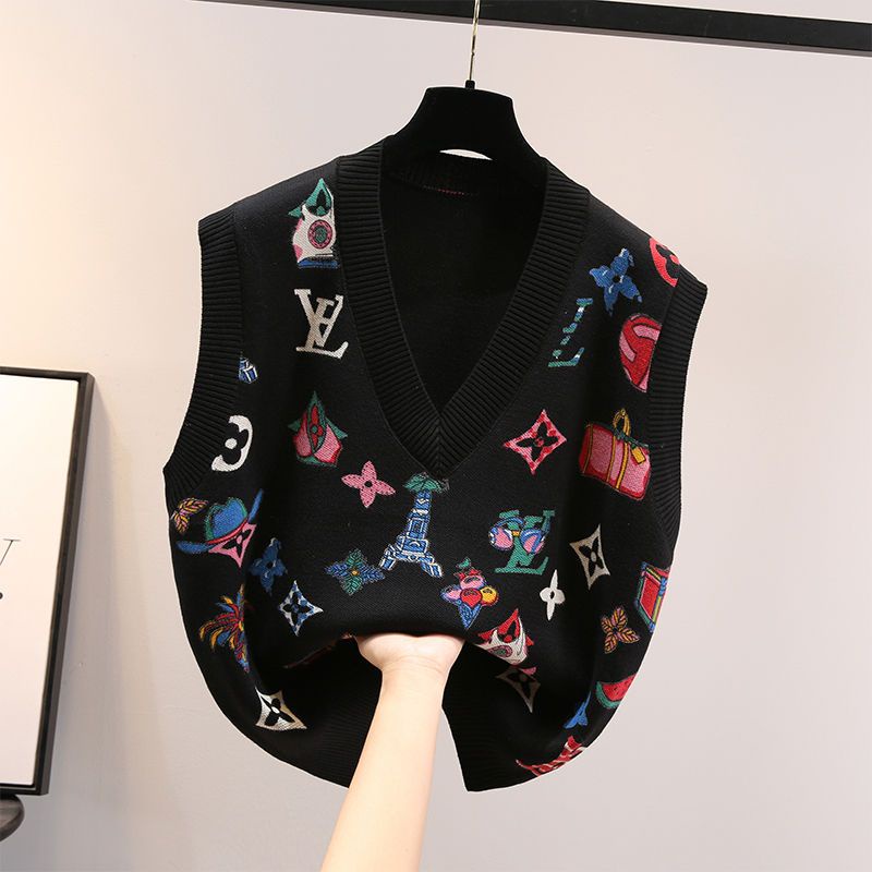 Girls Clothing Full Body Printed Ladies Knitted Vest Spring Autumn ...