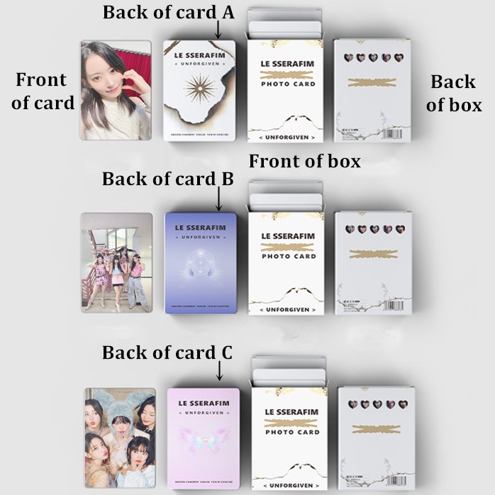 55pcs/box LE SSERAFIM Laser HOLOGRAPHIC UNFORGIVEN 1st Japan MINI Album ...