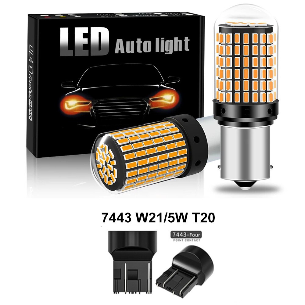 2 Pcs car brake light W21W T20 7443 LED Bulbs 144smd led CanBus ...