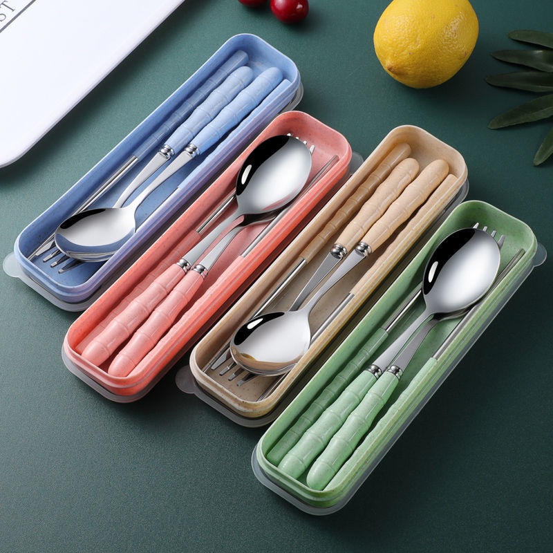 Portable Travel Cutlery Set with Case Stainless Steel Fork Spoon Knife ...