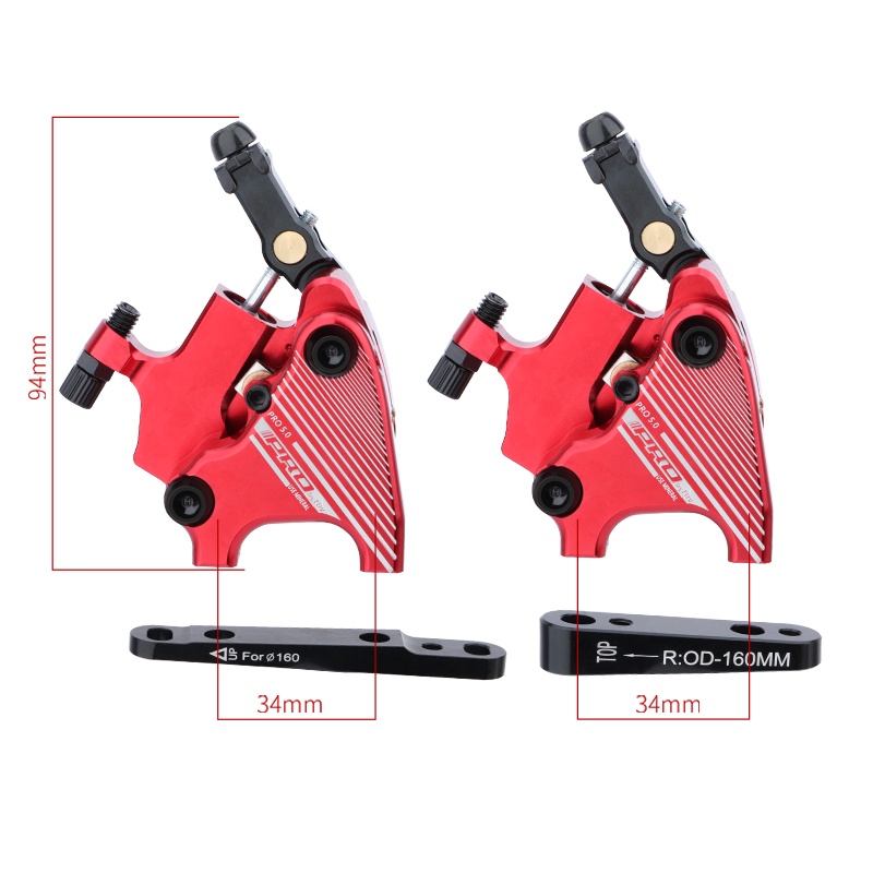 IIIPRO Road Bike Brake Flat-Mounted Calipers Front & Rear 140mm 160mm ...