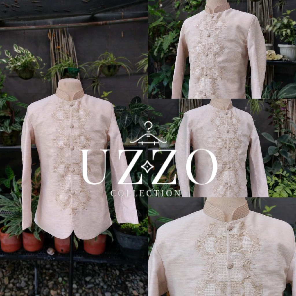 UZZO Coat Barong for Men Formal Traditional Attire Oath Taking Wedding Graduation | Shopee ...