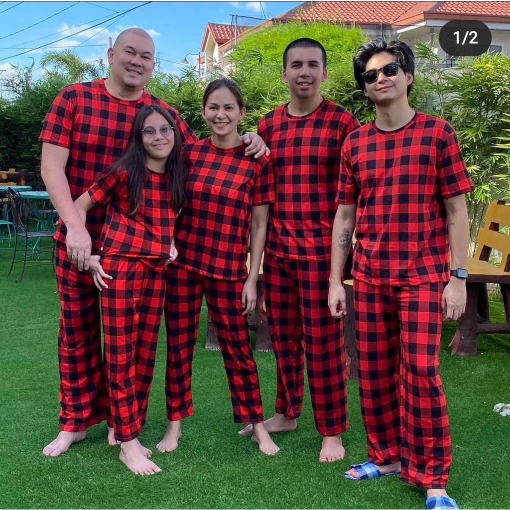 CHECKERED / CHARACTER / PLAIN Family Kid Adult Terno Shirt Pajama ...
