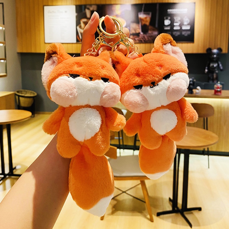 Cute Plush Doodle Fox Keychain/Cartoon Doll Schoolbag Pendant Small ...