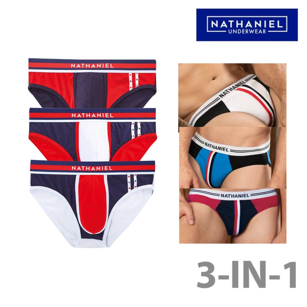NATHANIEL MEN'S BRIEF ALBERTO & FORTMAX | 3-in-1 Bundle Pack | Poly Cotton Logo Outside Garter ...