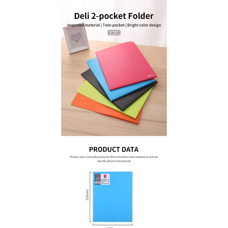 Deli E38120-PP Double Fold Report Clamp A4 Mixed Color Series | Shopee ...