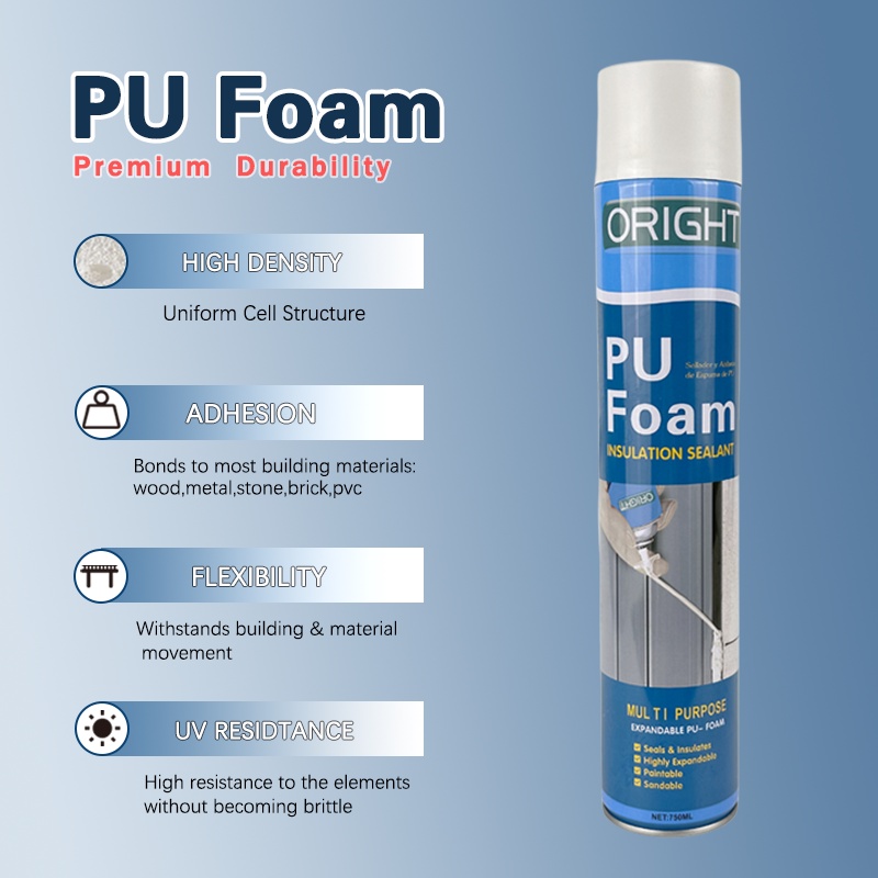 Oright Polyurethane Foam PU Foam Spray (750ml) Fills Cracks And Joints, Gaps Around Pipes, Vents ...