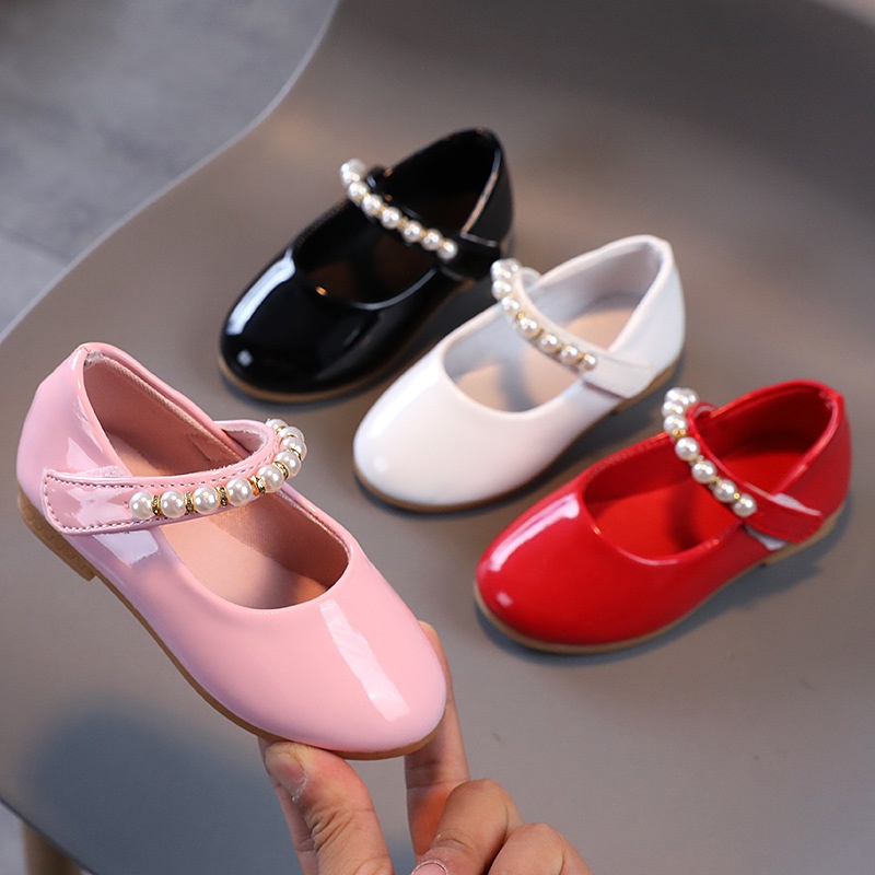1-12 Year Old Girls' Leather Shoes Korean Edition Pearl Shoes Princess ...