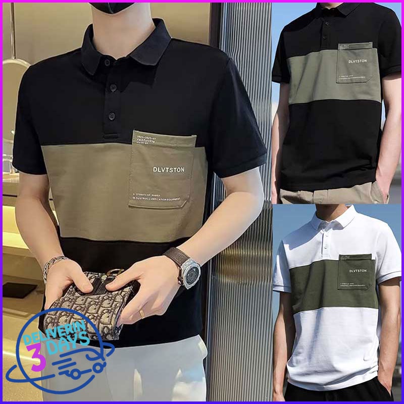 Korean Fashion plain polo shirt Men's short sleeved comfortable T-shirt ...