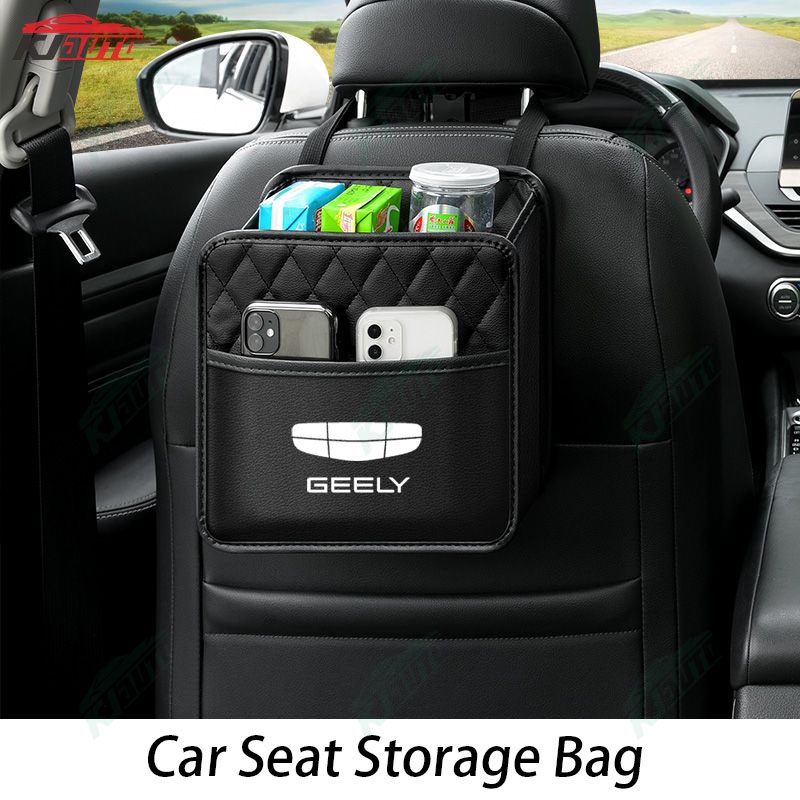 Geely Car Seat Back Storage Box in-car Trash Can Leather Large Capacity ...