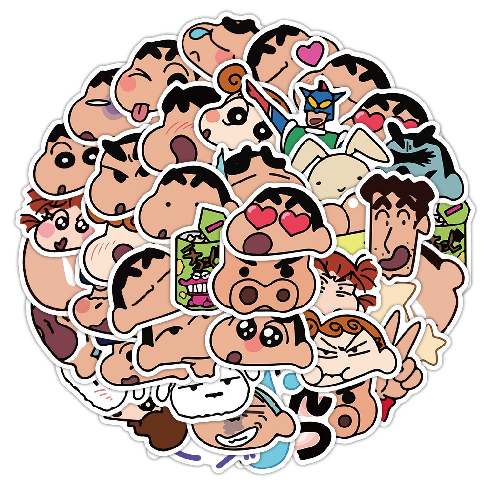 60 Sheets Cartoon Cute Crayon Shin-Chan Stickers Handbook Decoration ...