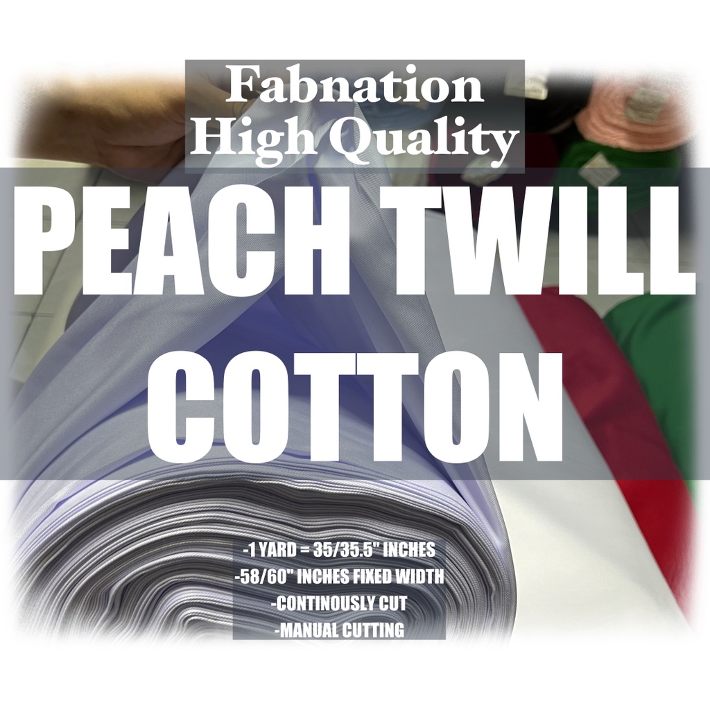 HQ Peach Twill Cotton Raw Tela, 35/35.5 Inches Length Per Yard, 58/60 ...