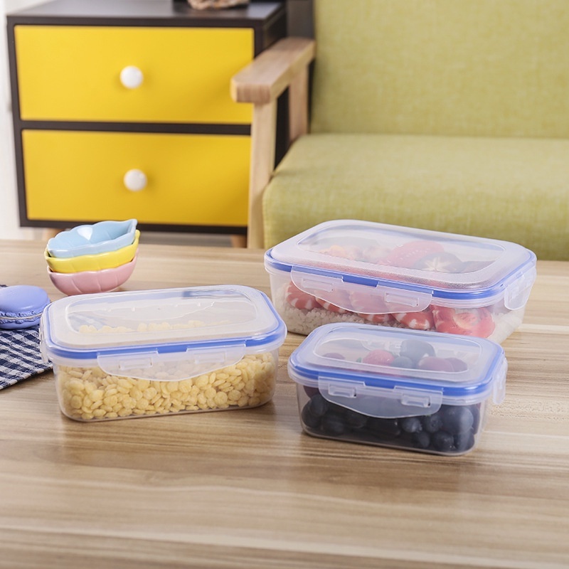 Microwavable Transparent Rectangle Lunch Box Set 3Pcs Plastic ...