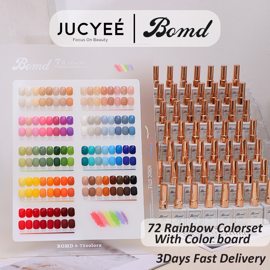 BOMD 72pcs Color Nail Gel Polish Kit Free Color Board Rainbow Color Gel ...