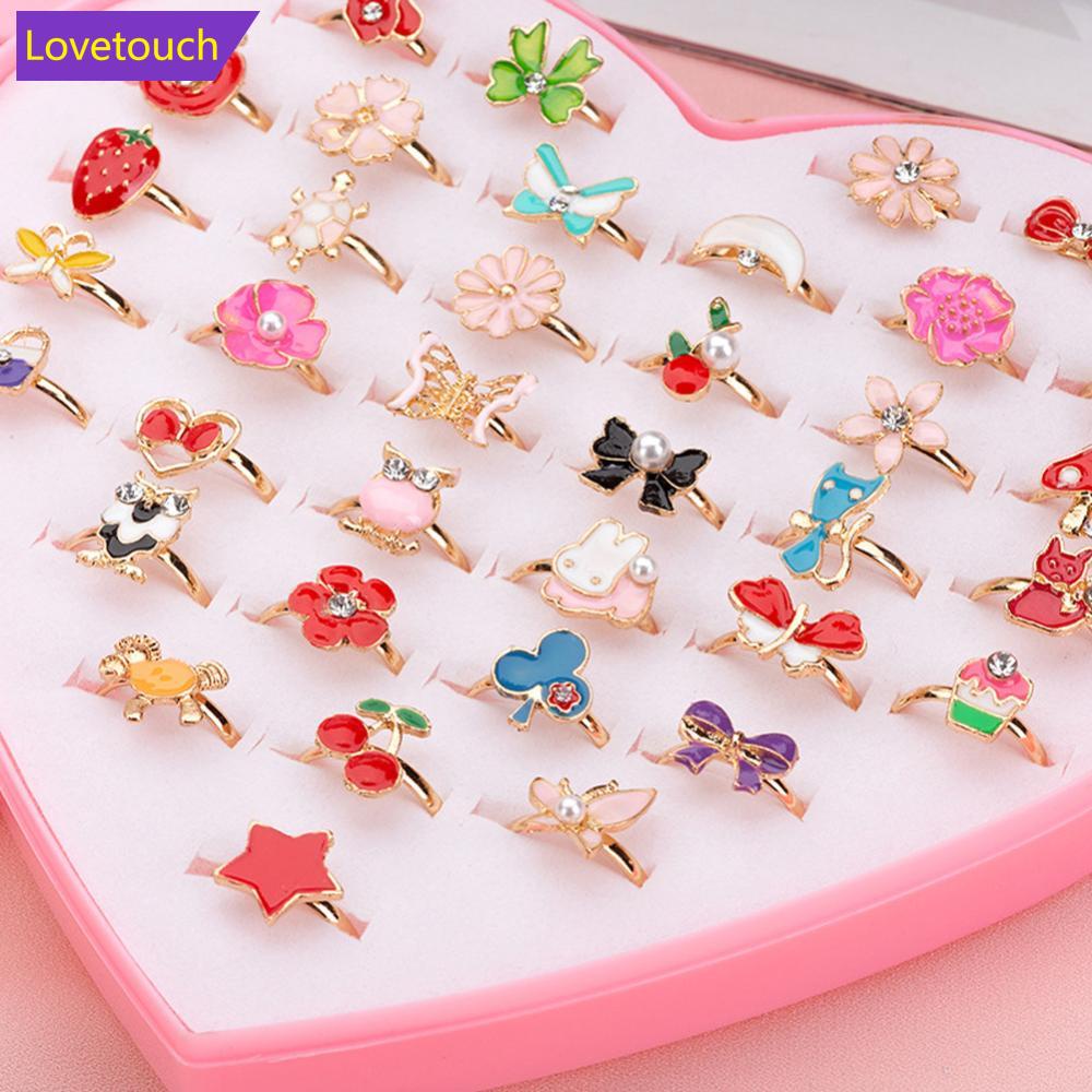 LOVETOUCH 12/36Pcs Shiny Adjustable Children's Cartoon Rings Candy ...