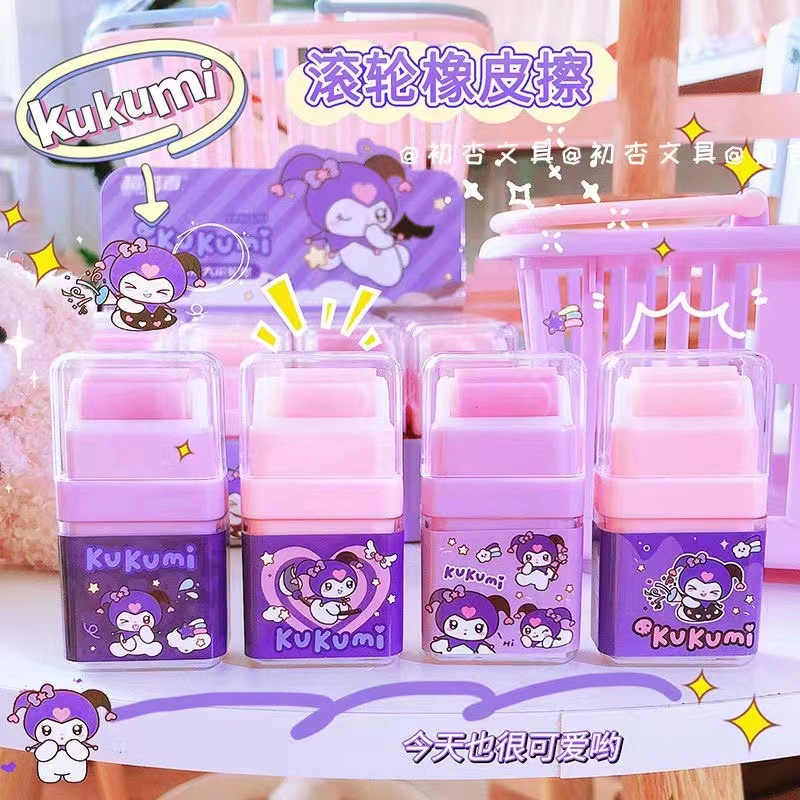 Sanrio Roller Eraser Kuromi Pencil Eraser Cute Creative Dandruff Eraser ...