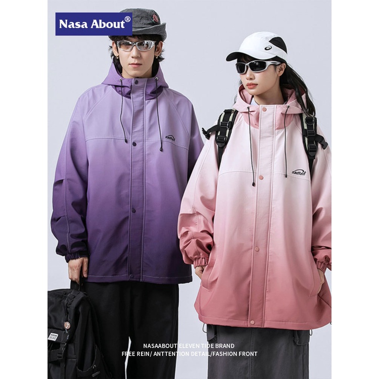 Nasa Co-Branded Gradient Color Jacket Men Street Wear Spring Autumn ...