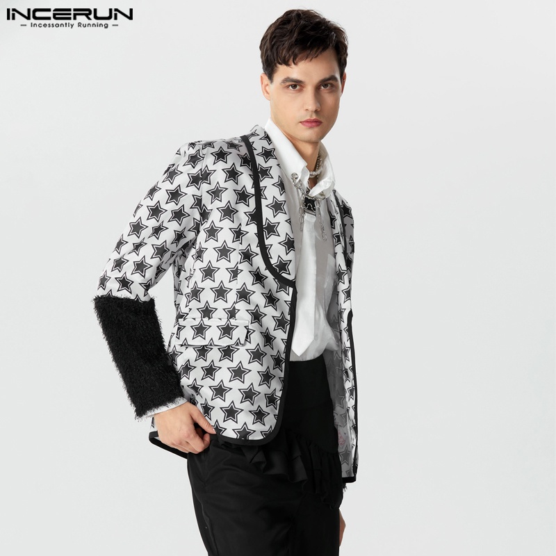INCERUN patchwork plush cuffs casual suit | Shopee Philippines