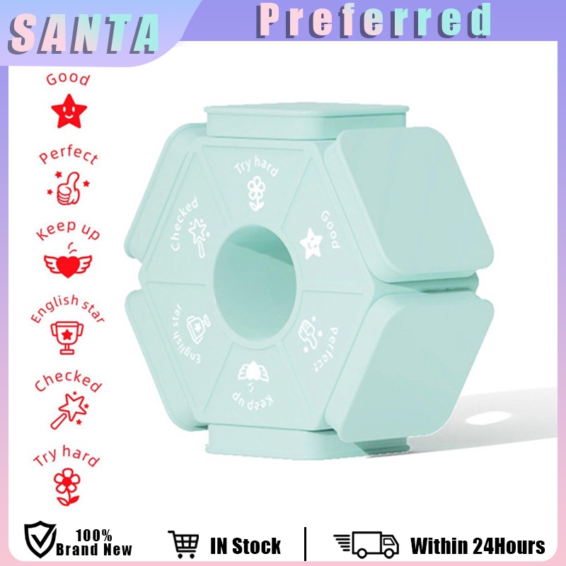 6Sides Teacher Stamps Seft Ink English Reward Comment Stamp for School ...