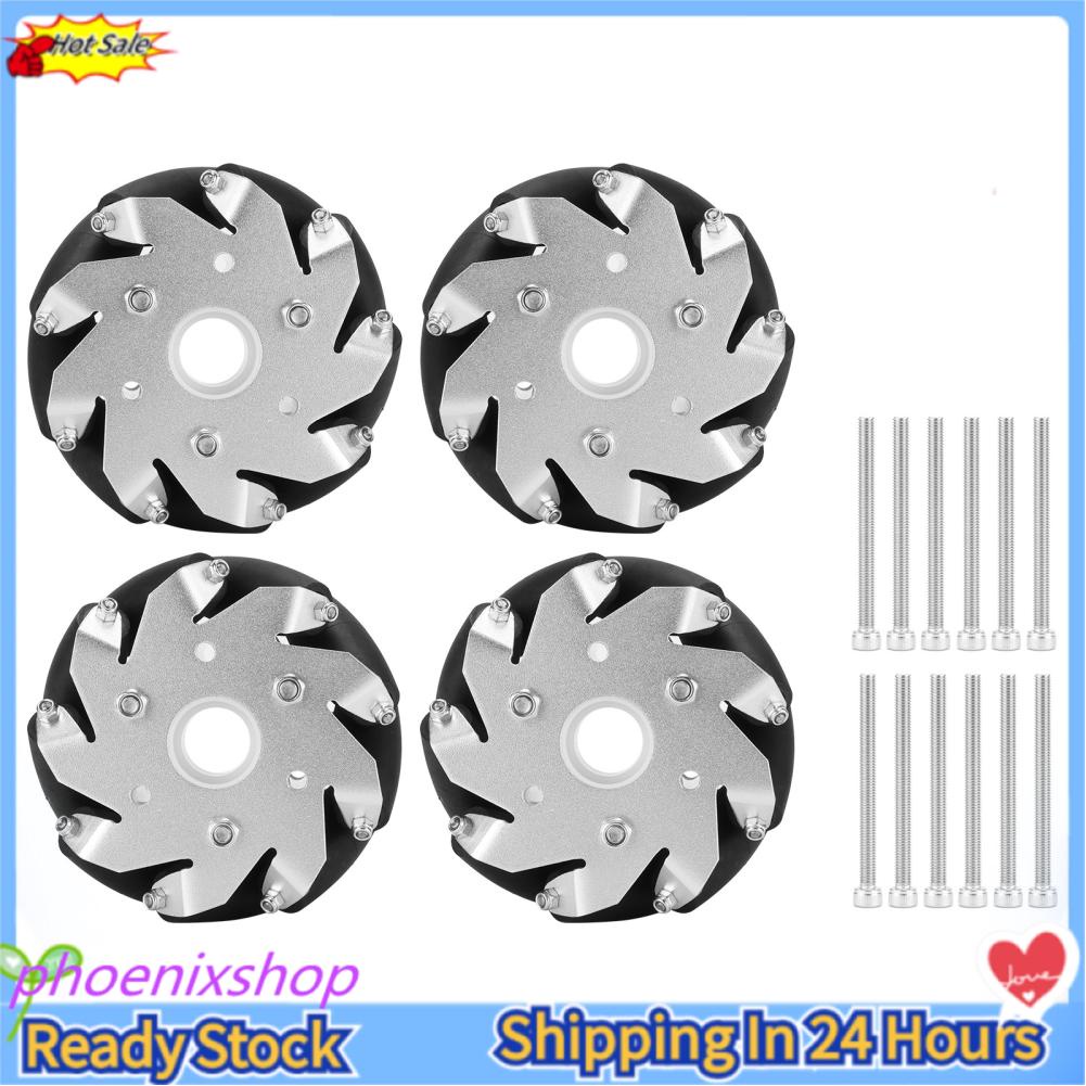 Phoenixshop 4pcs 100mm Durable Steel Mecanum Wheels Set Left Right For ...
