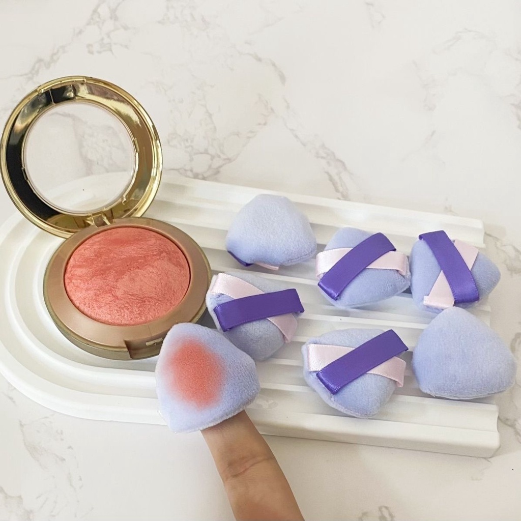 Mini Triangular Flocking Puff Finger Ribbon Crystal Velvet Makeup Puff ...