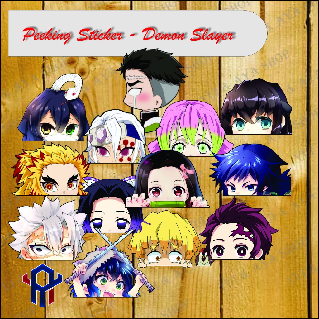 Demon Slayer Peeking Characters sticker for Aquaflask tumbler, laptop ...