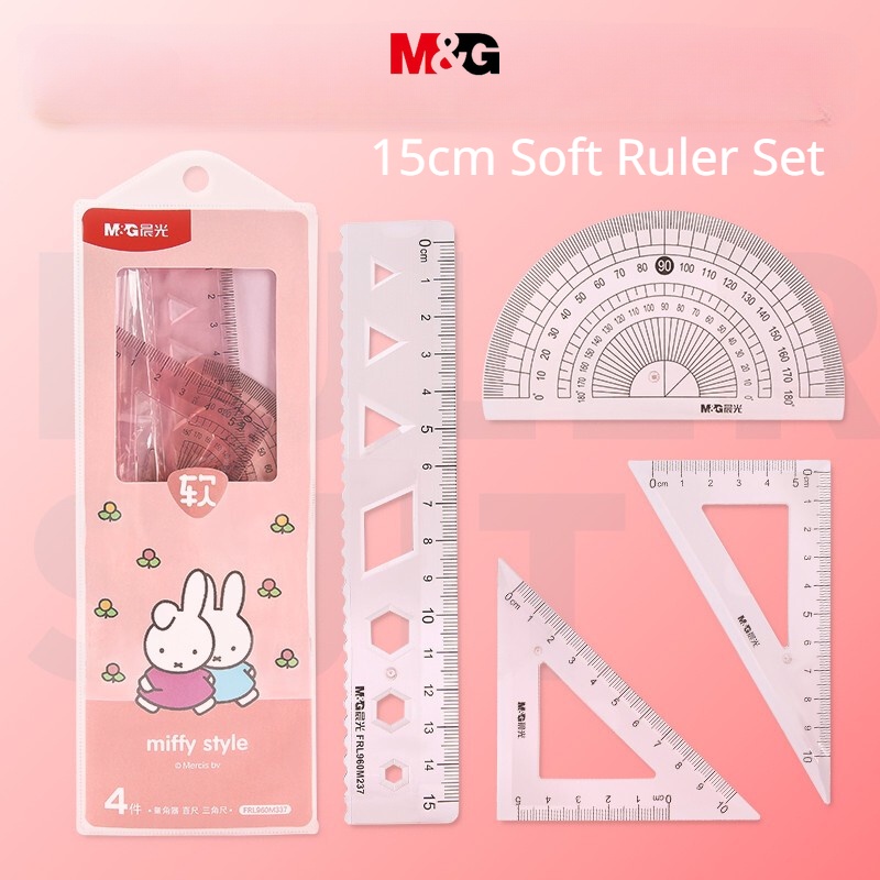 M&G Miffy Soft Ruler Set Multi-Function Measuring Tool Triangular Plate ...