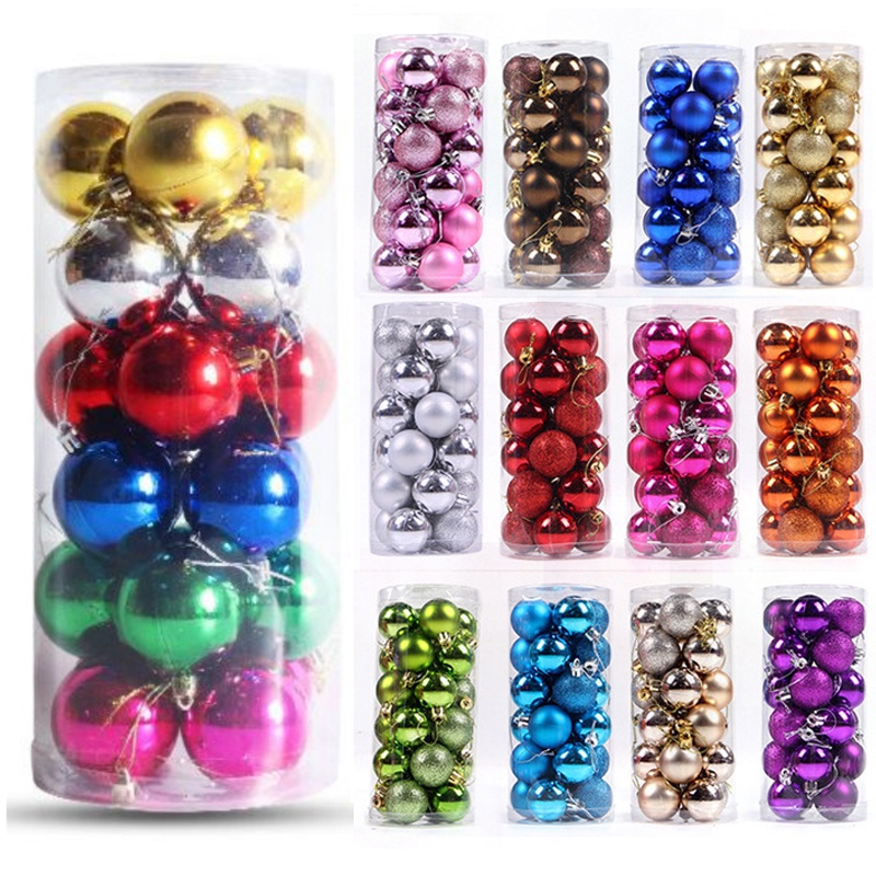 24pcs Christmas Ball Ornament Hanging Pendant New Year Party Decoration ...