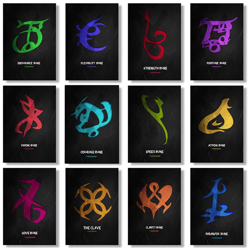 Shadowhunters Runes Posters, Canvas Painting, Abstract Sign Wall Art ...