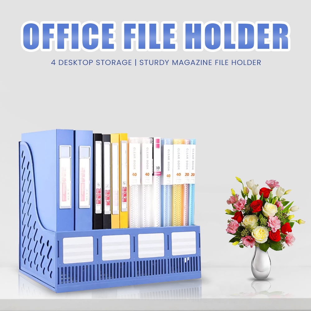 CH3A | Office File Holder 4 Desktop Storage Book Paper Desk Rack ...