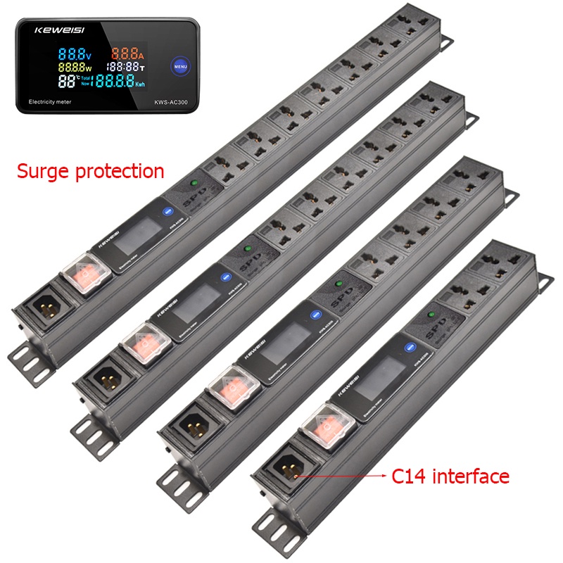 PDU power strip cabinet wall mounted voltmeter, ammeter, power meter ...