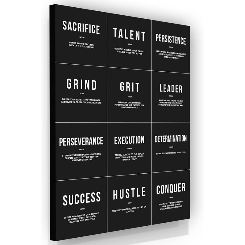 12x Motivational Definitions Wall Art Office Decor Canvas Print ...