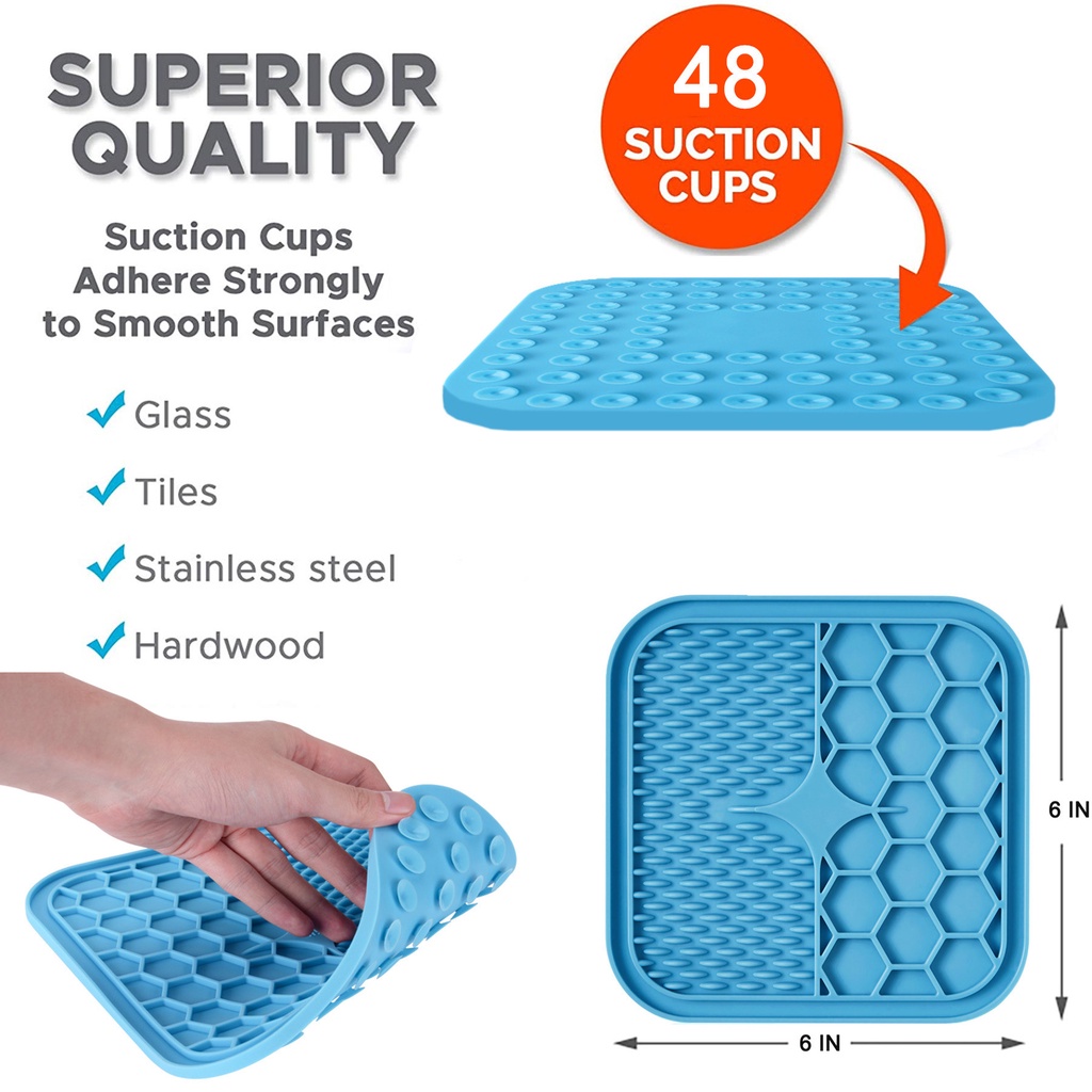Pet Feeding and Bathing Distraction Pad - Slow Feeder Mat with Silicone ...