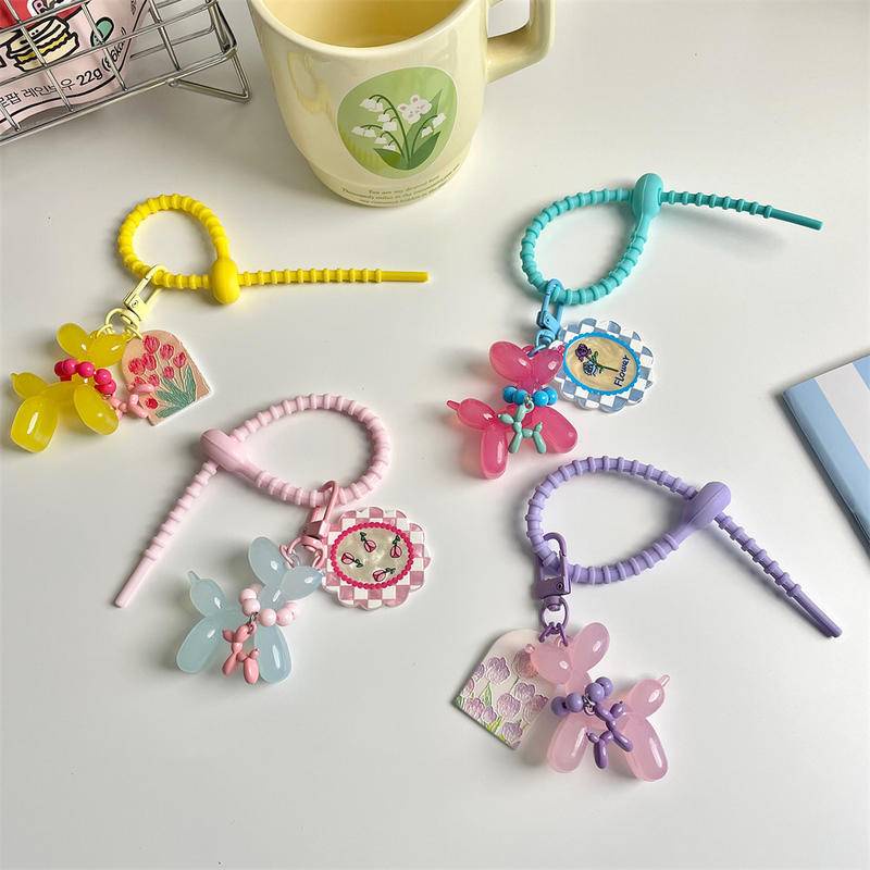 Cute Keychain Creative Balloon Dog Keychain Phone Charm Cartoon pendant ...