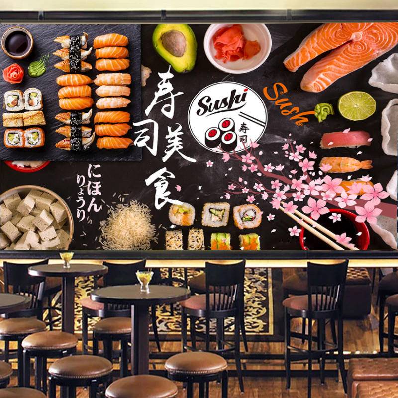 Custom 3d sakura Sushi Gourmet Picture Wallpaper Mural For Japanese ...