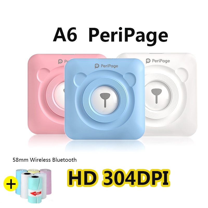 PeriPage A6 304DPI 58mm Portable Mini Printer Pocket Printer Photo ...