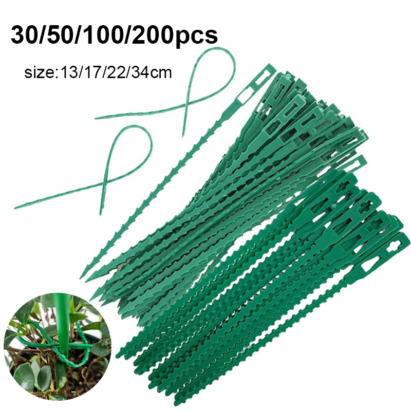 10~100PCS 13/17/22cm Adjustable Plastic Plant Cable Ties Reusable Shrub ...