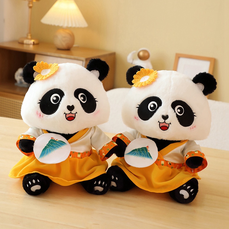 Cute Sunflower Huahua Giant Panda Wear Skirt Plush Toy Cartoon Stuffed ...