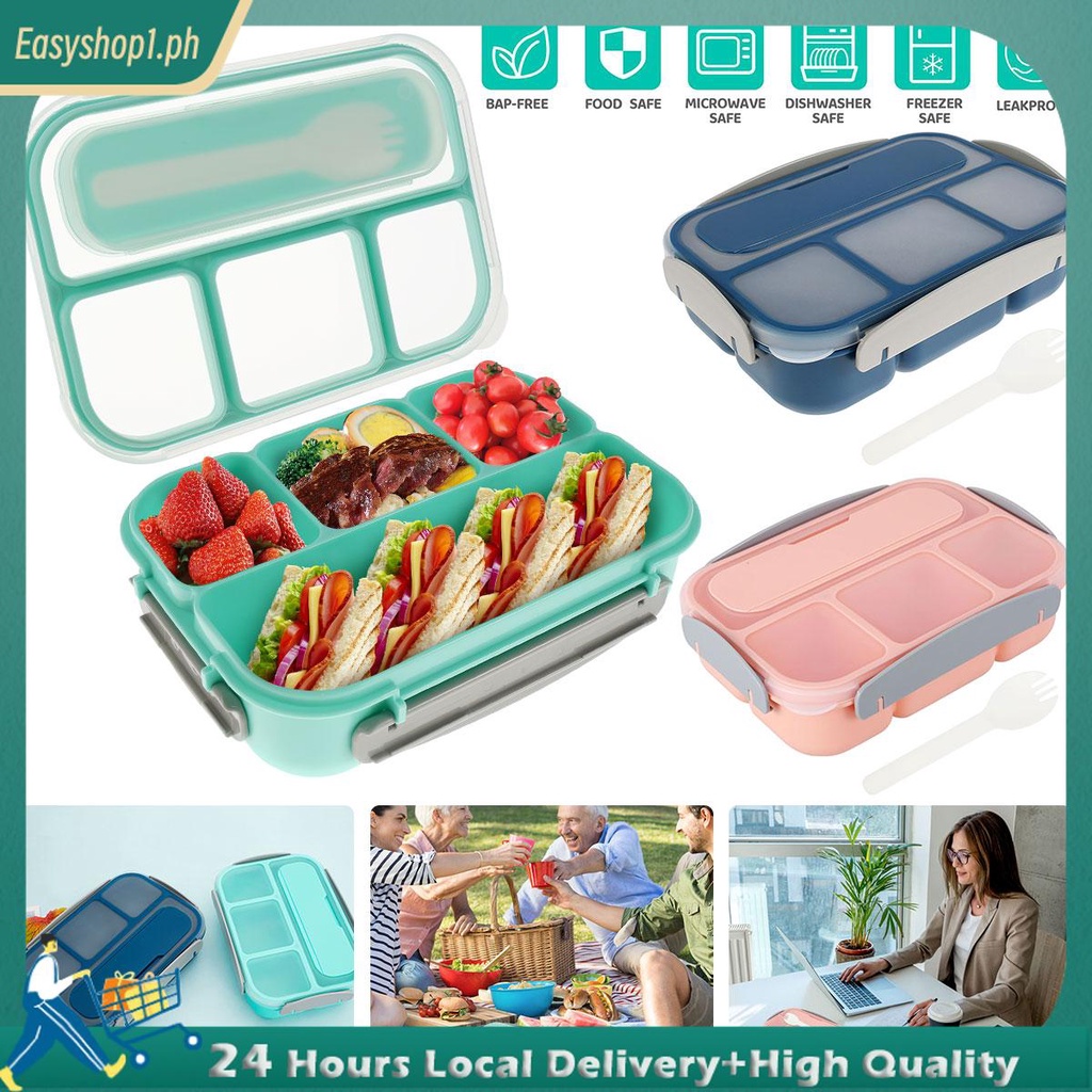 Lunch Box 1300ML 4 Compartments BPA Free Bento Box Sealed Leak-proof ...