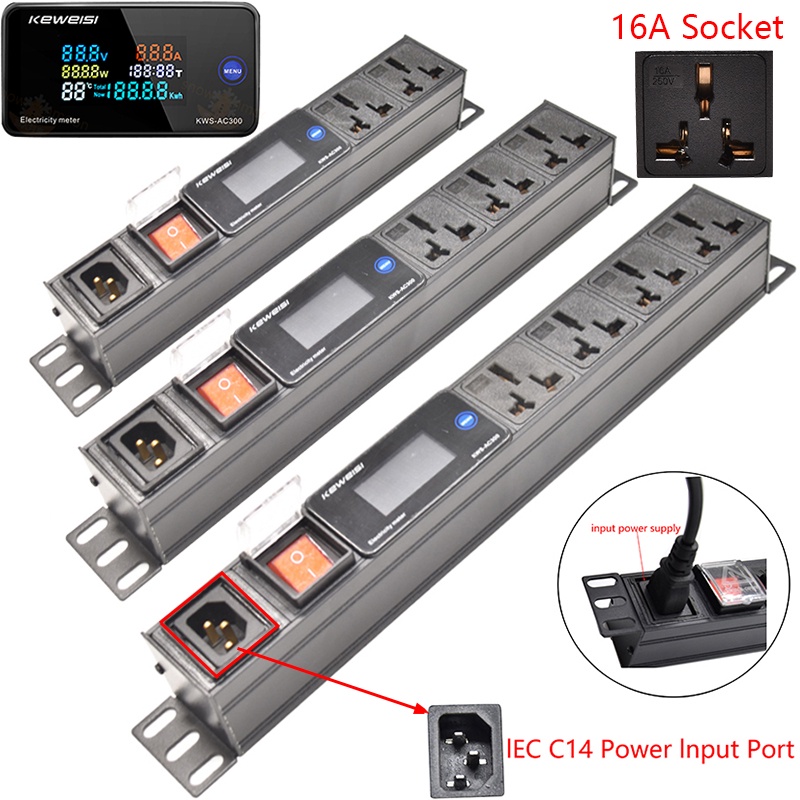 PDU power strip cabinet wall mounted desktop voltmeter C14 input power ...