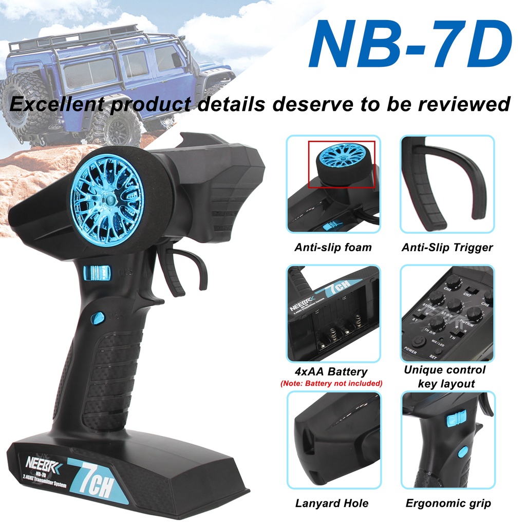NEEBRC 2.4GHZ 7CH Transmitter Radio System Transmitter Remote Control ...