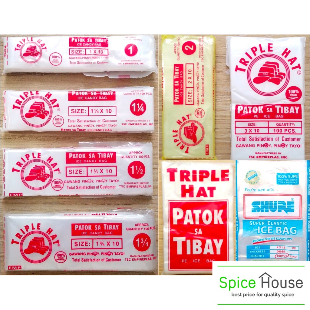 Plastic Ice Bag Ice Candy Sugar Bag Plastic Shure Triple Hat Patok ...