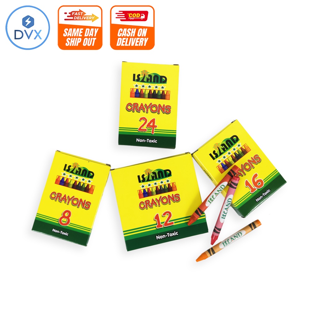 COD DVX Island Crayons 8, 12, 16 and 24Color Non Toxic Arts Crafts ...