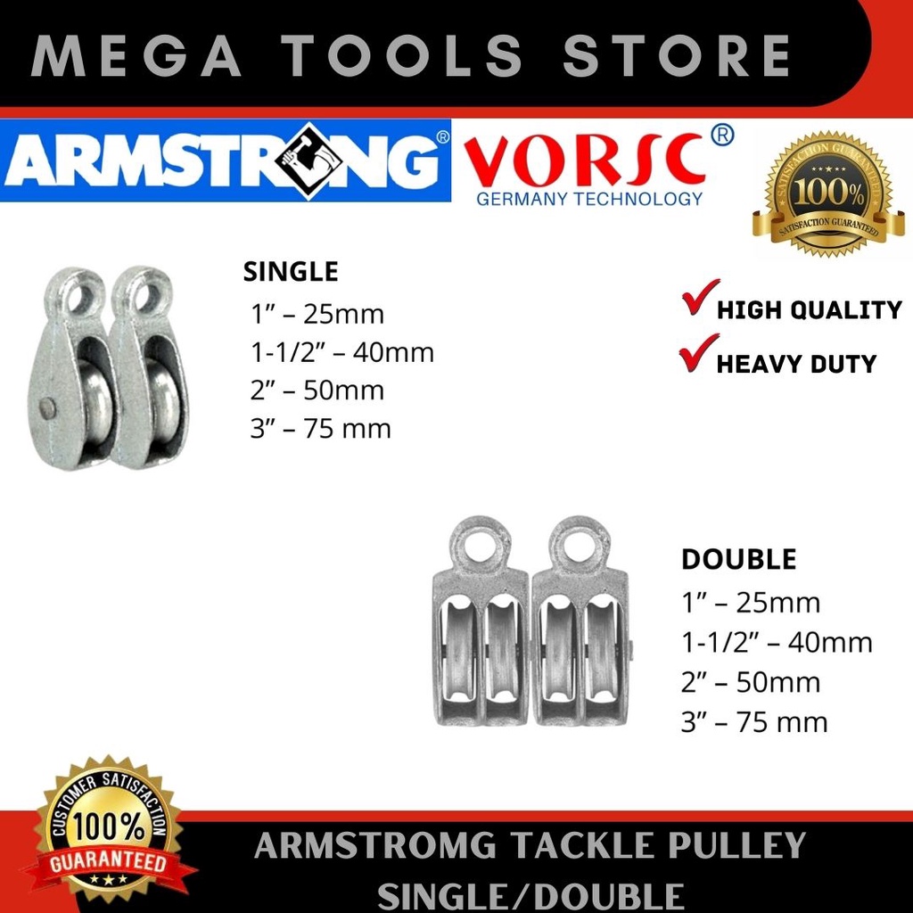 ARMSTRONG HIGH QUALITY TACKLE PULLEY SINGLE/DOUBLE (RANDOM COLORS GRAY ...