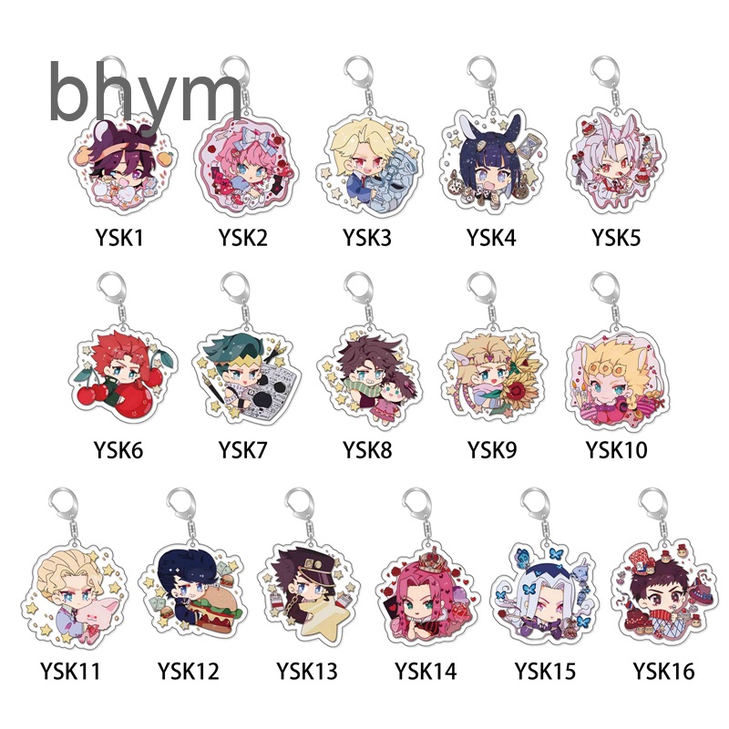 bhym1 Anime JoJo's Bizarre Adventure Keychain Cartoon Figure Acrylic ...