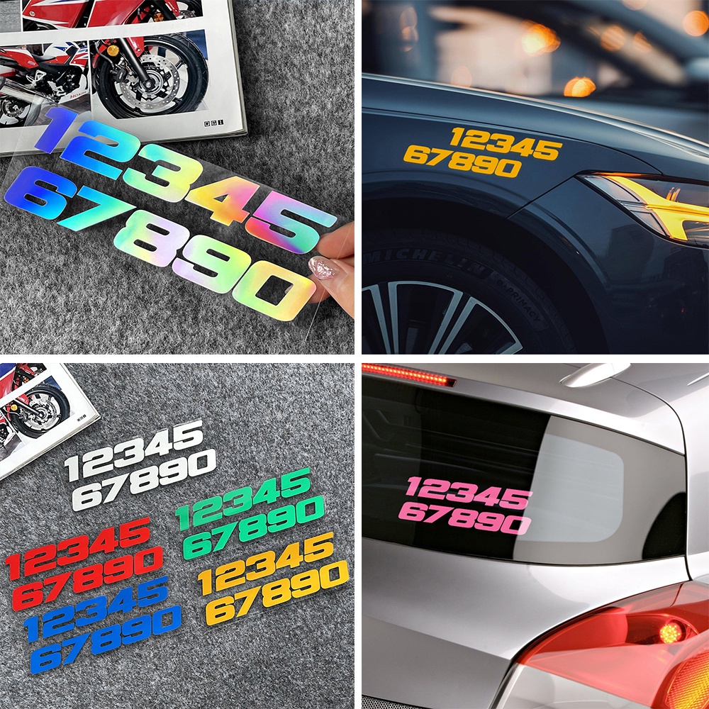 Digital Number Car Sticker Reflective Waterproof Modified Motorcycle ...