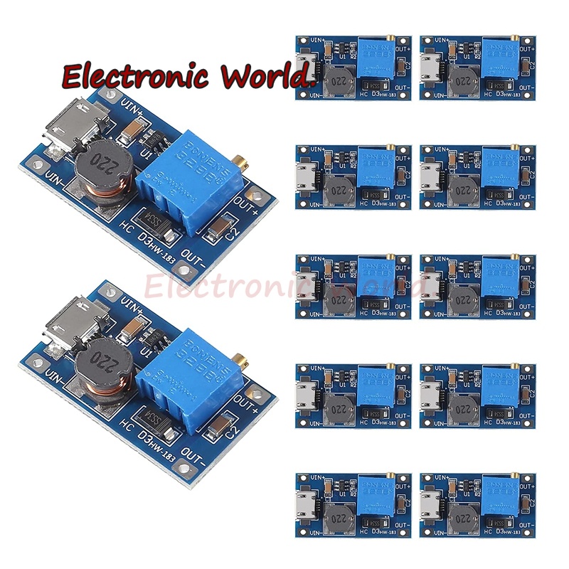 12Pcs MT3608 DC to DC Step Up Boost Converter Module with Micro USB DC Voltage Regulator ...